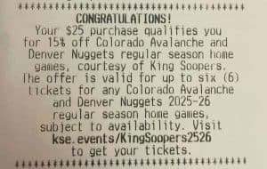 King Soopers Offers Discount on Denver Nuggets & Colorado Avalanche ...