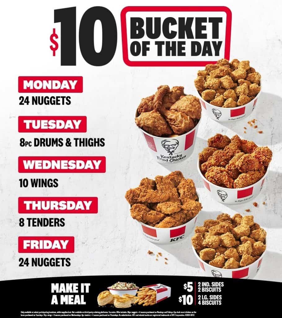 Kentucky Fried Chicken Offers $10 'Bucket of the Day' Deal Monday to ...